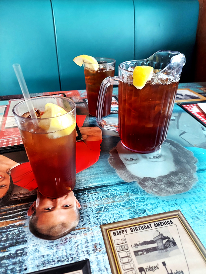 Sweet tea served in proper pitchers with lemon wedges&mdash;because in North Carolina, barbecue without sweet tea is like a day without sunshine.