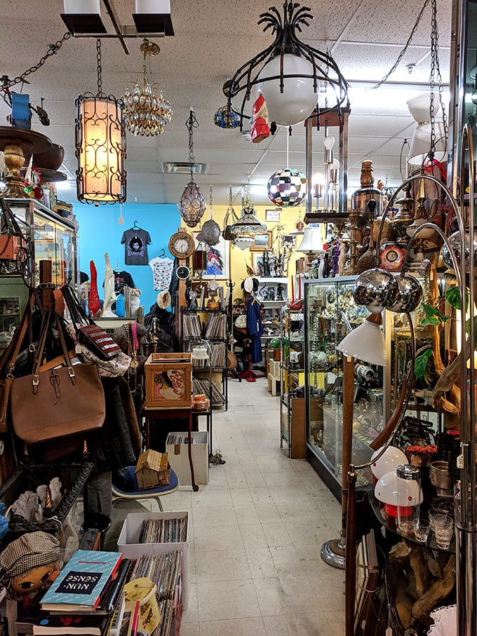 Chandeliers create a constellation of light above this treasure galaxy, where yesterday's ordinary becomes today's extraordinary find.