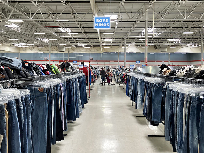 Denim for days! The jeans section stretches to the horizon, a sea of blue where your perfect pair waits patiently to be discovered.