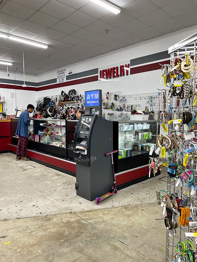 
The jewelry counter sparkles with possibilities. That brooch could be costume or could be grandma's forgotten heirloom&mdash;the thrill is in the discovery. 