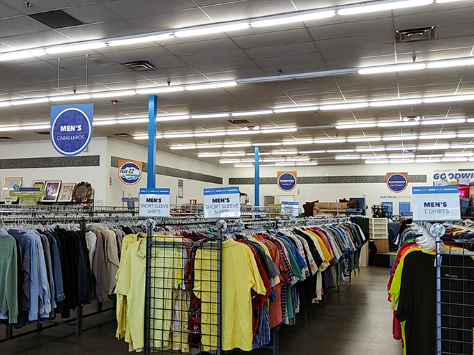 The men's department offers a rainbow of options&mdash;where else can you find Hawaiian shirts next to business attire with this kind of price tag?