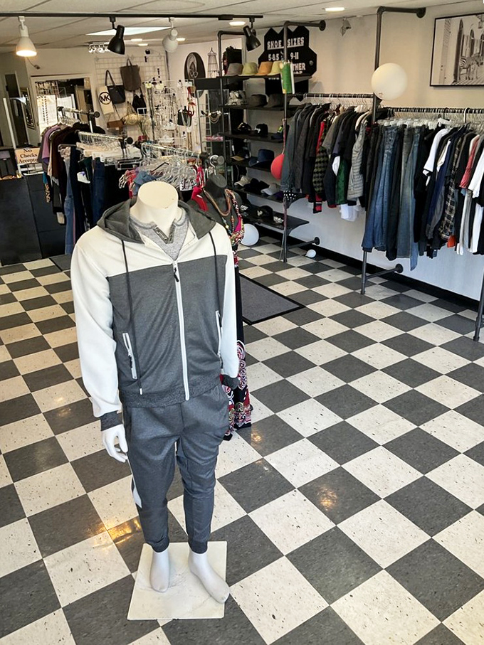This tracksuit mannequin stands ready for action &ndash; or perhaps just a very stylish trip to the grocery store.