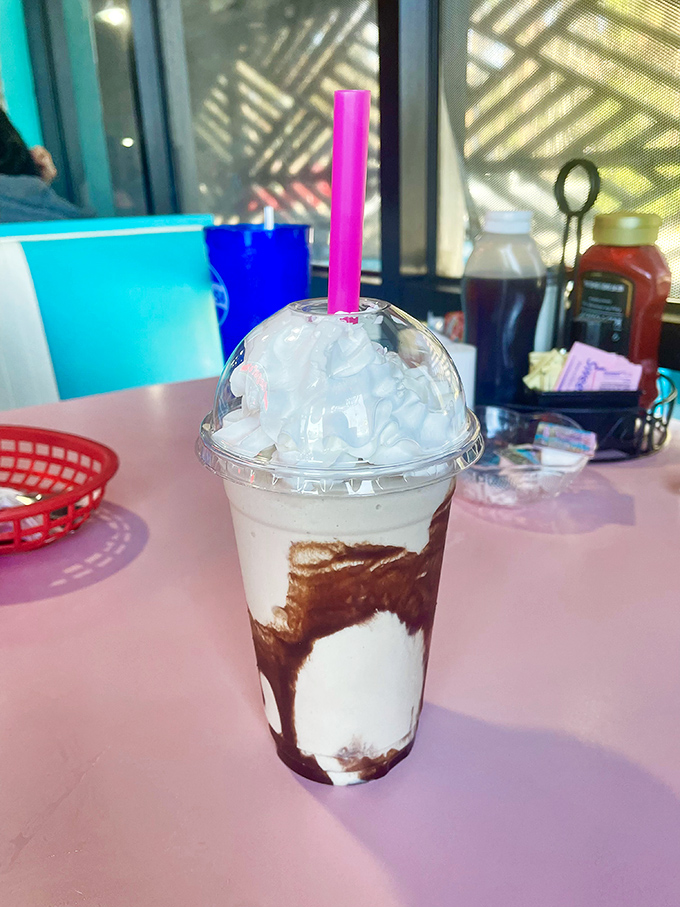 That swirl of chocolate in vanilla isn't just a milkshake&mdash;it's a drinkable work of art that demands both straw and spoon.