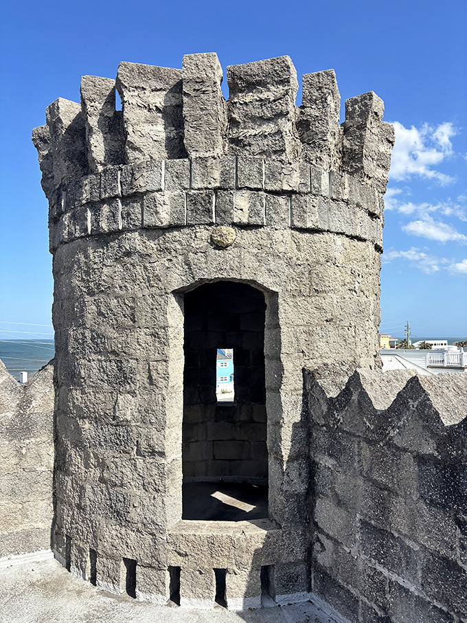 "Defend the castle!" This narrow turret opening once would have protected against invaders&mdash;now it frames postcard-worthy views of the Atlantic.