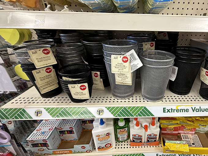 Office supplies galore, because even retirement requires the occasional sticky note for important reminders.