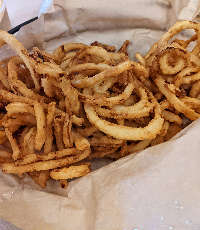 Onion rings with the ideal crunch-to-onion ratio. These golden hoops of happiness make fast food versions seem like sad imitations.