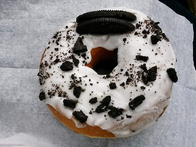 The cookies-and-cream donut proves that two desserts are better than one. That Oreo perched on top? Chef's kiss!