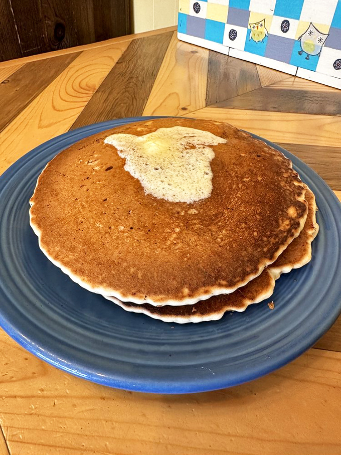 These pancakes aren't just golden brown—they're the breakfast equivalent of a perfect sunset over Lake Pend Oreille.
