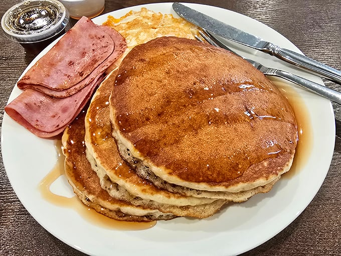 These pancakes aren't messing around&mdash;fluffy, golden-brown discs of comfort that make Monday mornings slightly less offensive.