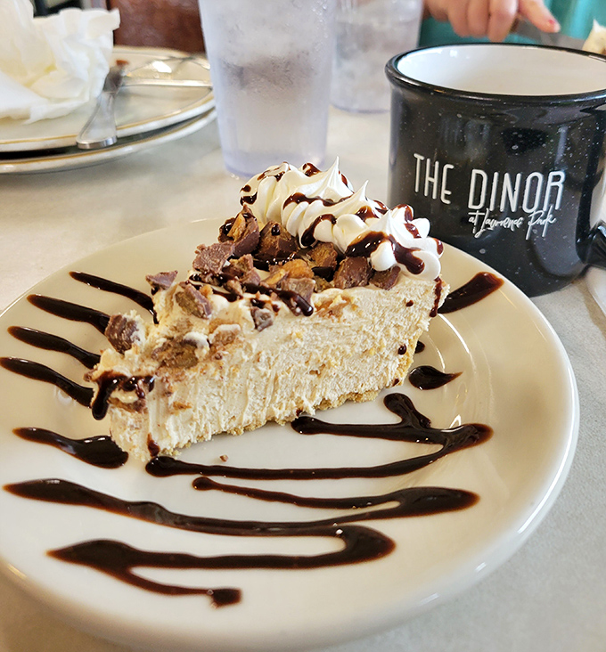 This slice of peanut butter pie might be worth driving across state lines for&mdash;creamy, decadent, and drizzled with chocolate.