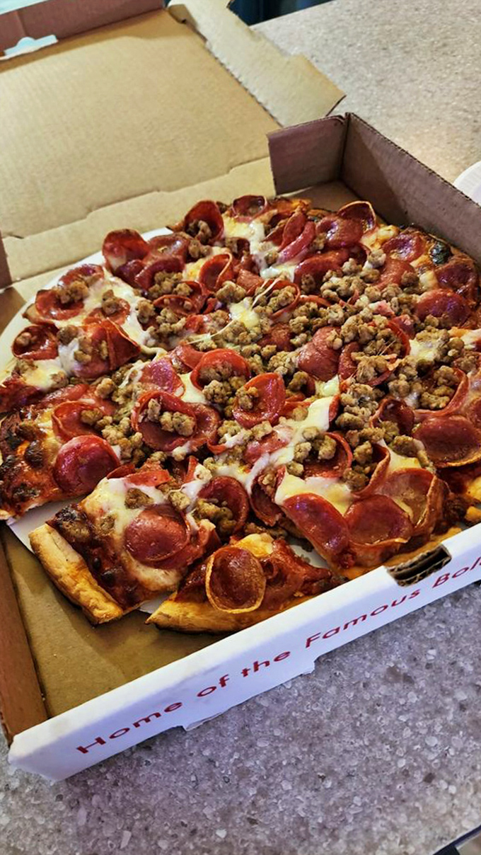 Pizza perfection in a box &ndash; pepperoni curled into flavor cups, seasoned ground beef, and cheese melted to that ideal sweet spot of gooeyness.