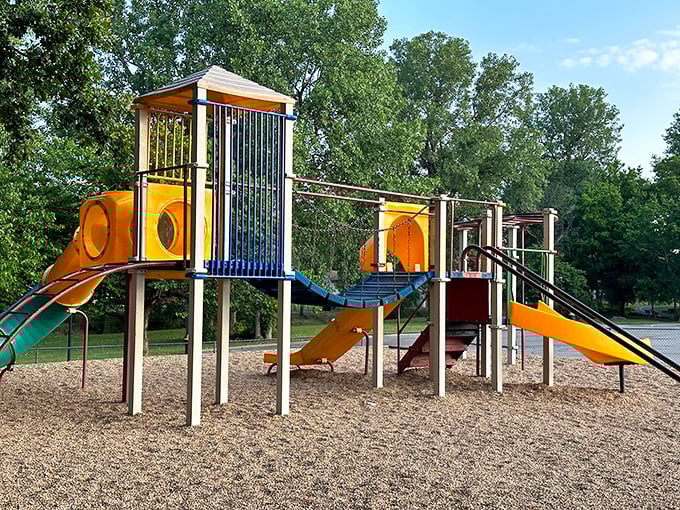 Childhood joy engineered in primary colors. This playground promises adventures that no iPad can compete with.