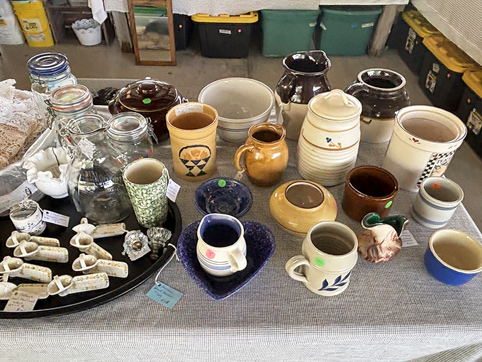 A pottery collector's dream &ndash; from folksy crockery to elegant serving pieces, each with character impossible to mass-produce.