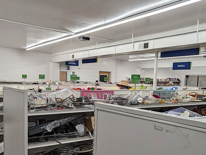 Kitchen gadgets and housewares pack these shelves tighter than your grandmother's attic, each one begging for a second chance at usefulness.