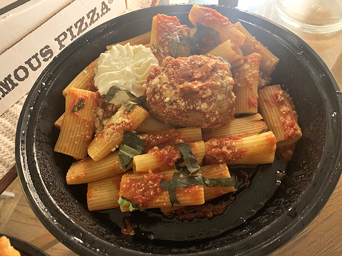 Rigatoni and meatball &ndash; where pasta tubes become delivery vehicles for that slow-simmered sauce that tastes like someone's nonna made it.