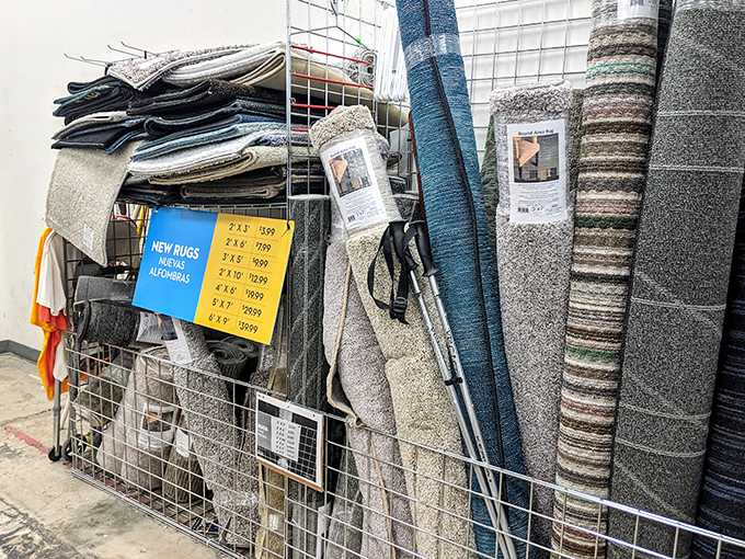 Rug heaven! Where floor coverings of every pattern and texture stand at attention, ready to transform your bare floors into statement pieces.