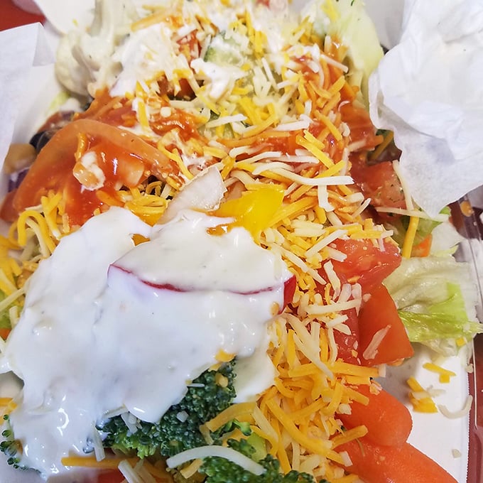 A salad that walks the line between "I should eat something healthy" and "But I still want it to taste good."