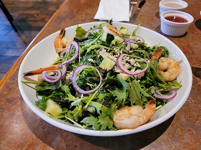 Even the salad gets the star treatment. Those plump shrimp and fresh greens prove Dee Jay's doesn't just excel at meat&mdash;it respects the entire food pyramid.