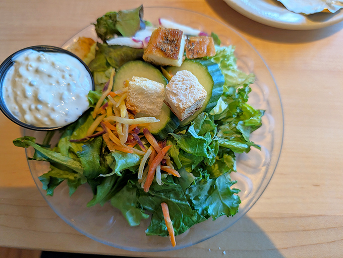 Fresh salad topped with house-made croutons starts your meal right, though let's be honest &ndash; you're saving room for beef.