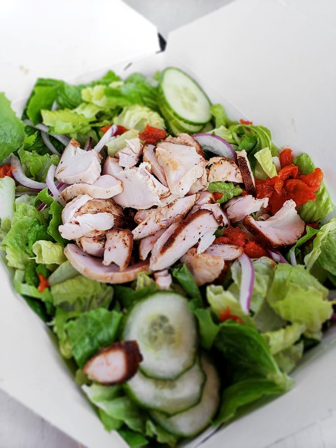 A salad that doesn't feel like punishment. When smoked chicken joins the party, even lettuce gets interesting.