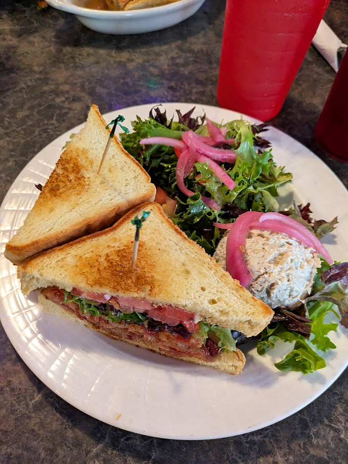 The BLT that answers the eternal question: "But what if we added MORE bacon?" Science has finally gone too far, and I'm here for it.