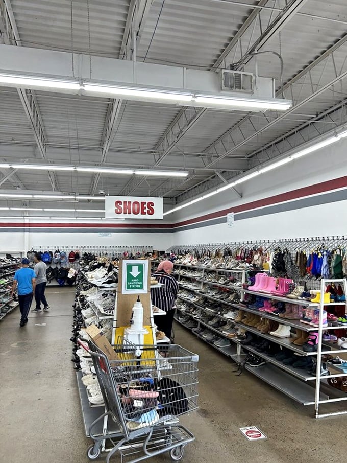 The shoe section&mdash;where Cinderella would shop if she had a budget. One person's barely-worn loafers become another's perfect fit.