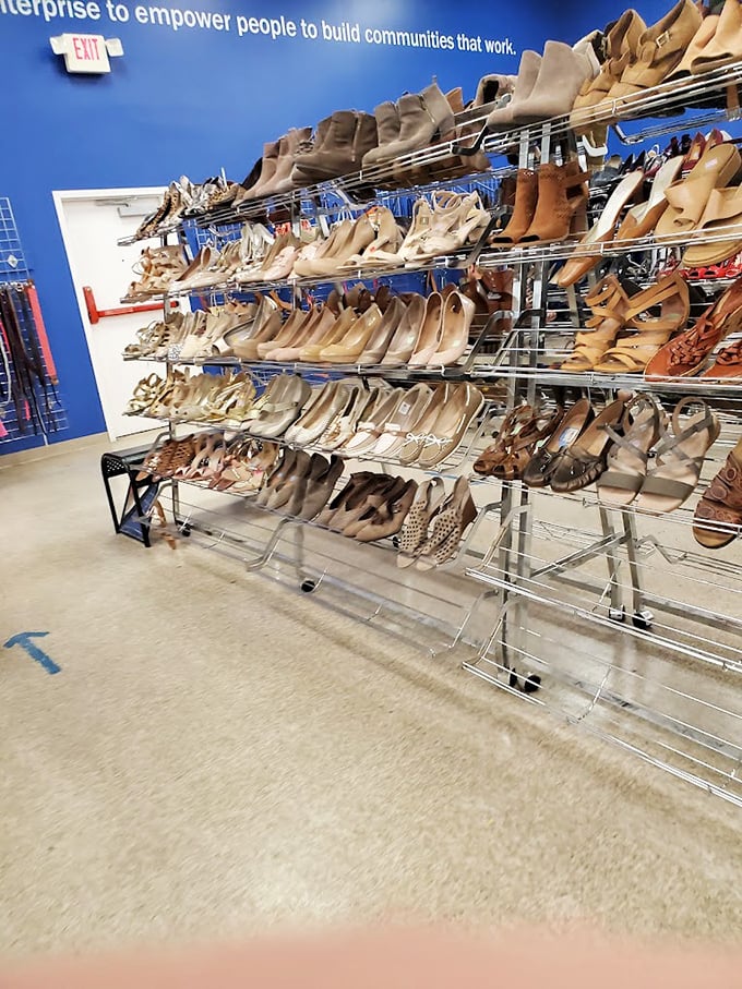 A shoe lover's paradise arranged with military precision. Each pair tells a story&mdash;some barely begun, others with chapters yet to be written.