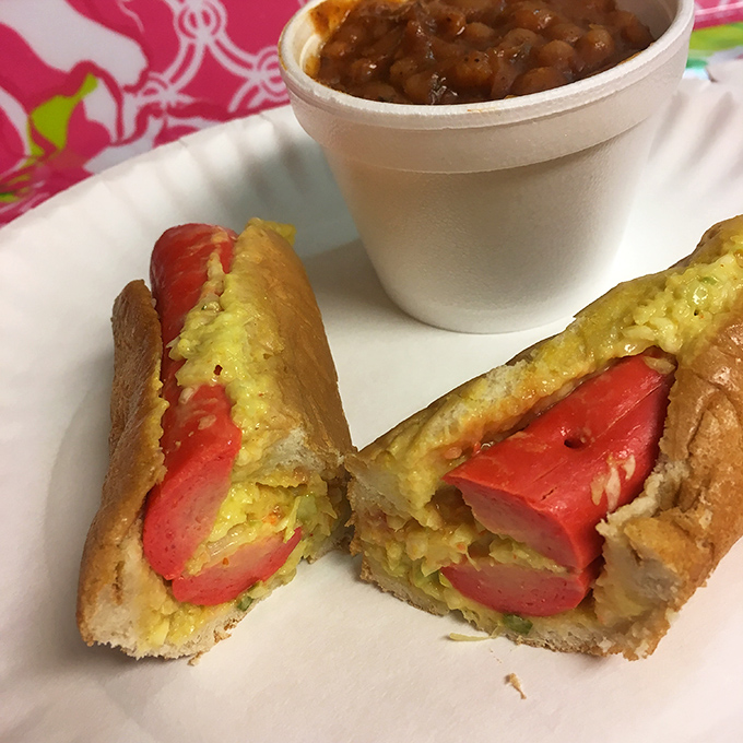 The hot dog gets dressed up in its Sunday best with a blanket of homemade slaw&mdash;proof that even classics deserve an occasional makeover.