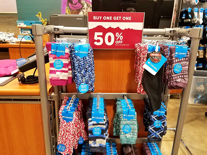 Columbia socks: where "buy one, get one 50% off" transforms a mundane necessity into an exciting windfall.