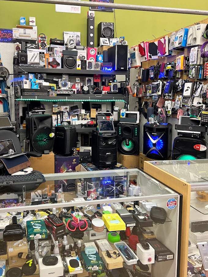 An electronic wonderland where speakers, sound systems, and gadgets await their second act. One person's outdated tech is another's vintage score!