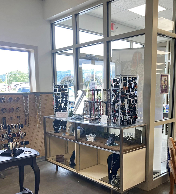 Jewelry displays glimmer with possibility—yesterday's accessories becoming tomorrow's statement pieces in this carefully curated collection.