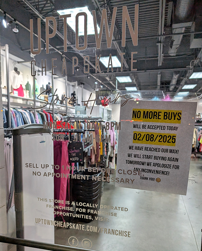 That moment when the store sign reminds you you're about to score designer labels without needing to refinance your home.