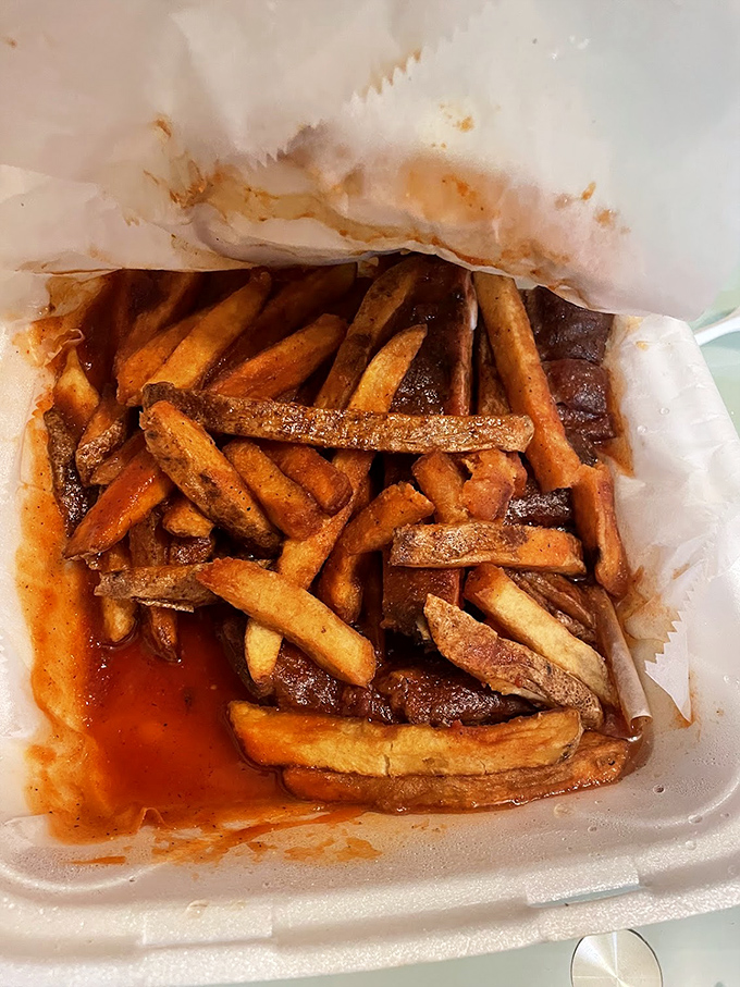 These sauce-kissed fries aren't just a side dish &ndash; they're essential supporting actors in this barbecue production.