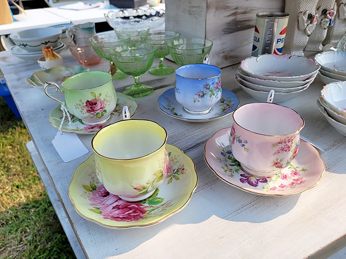 Tea party perfection in pastel porcelain. These cups don't just hold beverages; they hold the promise of civilized afternoons and pinky-raising conversations.