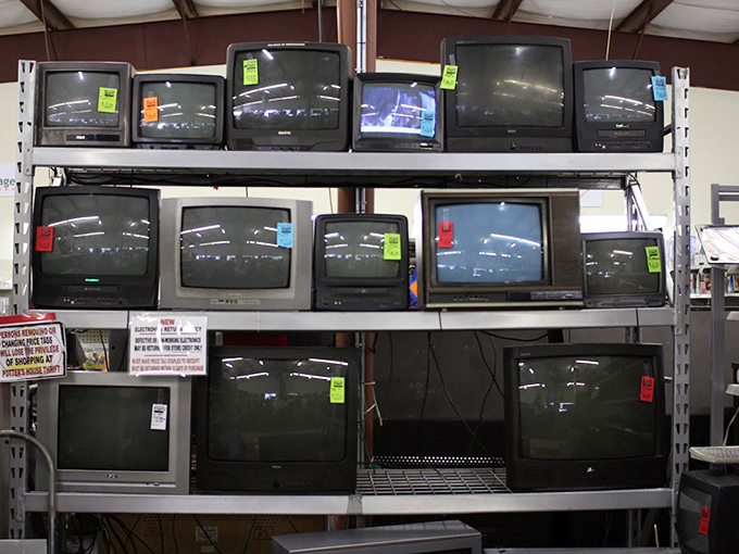 The television graveyard. These boxy relics from the pre-flat-screen era stand as monuments to how we used to gather around "Must See TV."