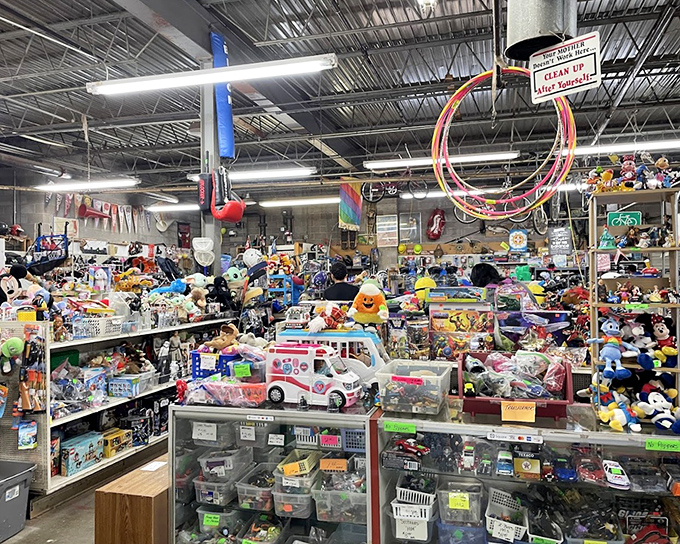 Toy town explosion! This organized chaos of childhood dreams would make even the most minimalist parent surrender to the joy of plastic playthings. 