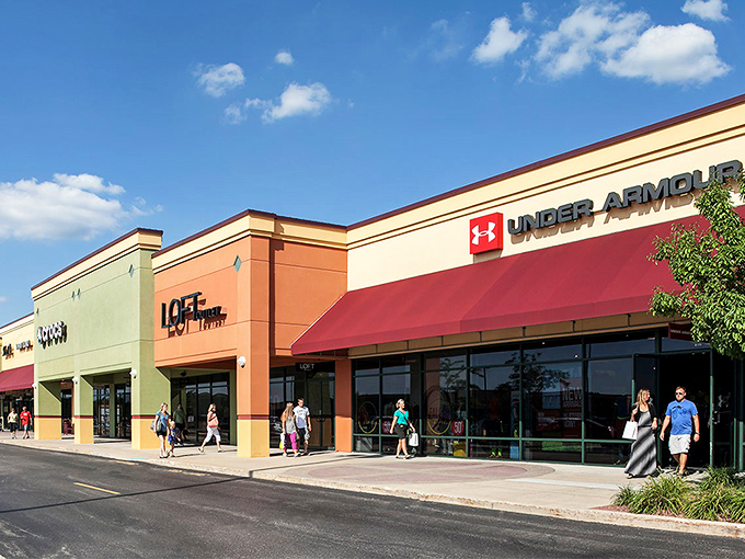 Under Armour and LOFT stand side by side &ndash; for when you need both compression shorts and business casual in the same shopping trip.