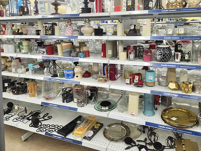 Candle holders and tchotchkes galore, where grandma's taste meets your suddenly ironic appreciation for vintage d&eacute;cor items.