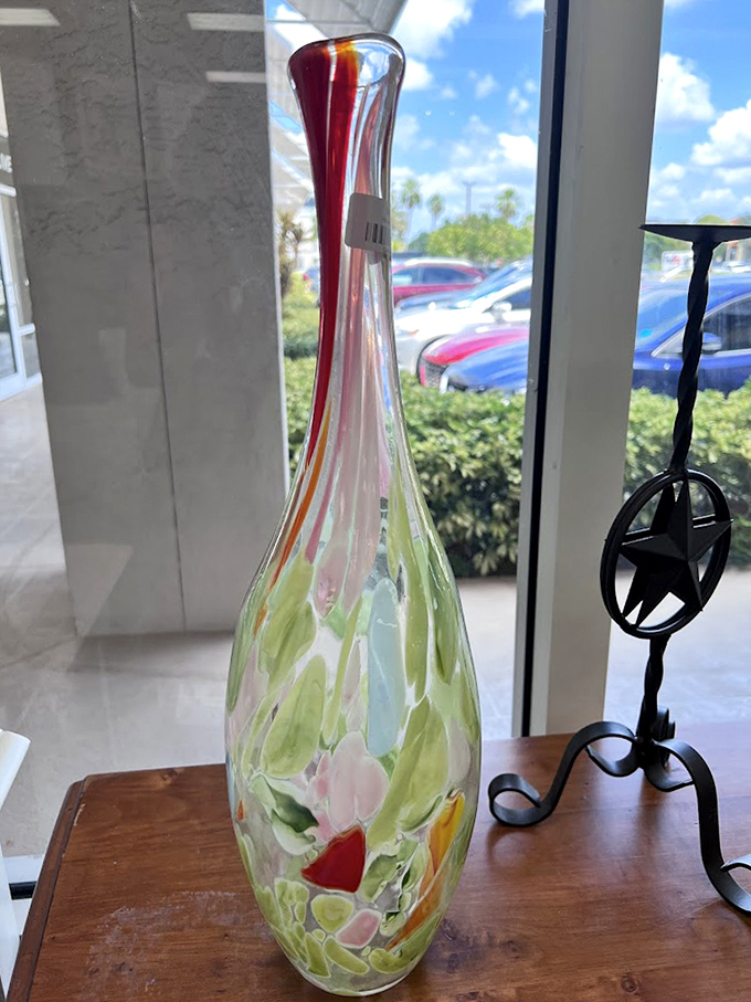 Art meets function in this colorful glass vase&mdash;the kind of find that makes you invent a backstory about an Italian glassblower.