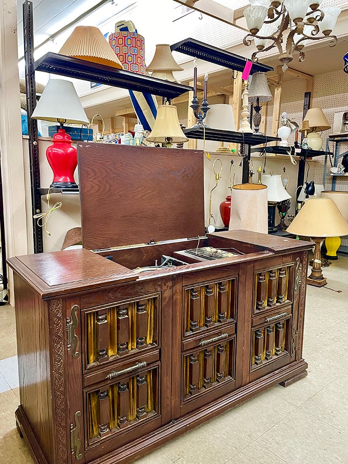 This vintage stereo cabinet isn't just furniture&mdash;it's a time machine to evenings when families gathered around to listen to records together.