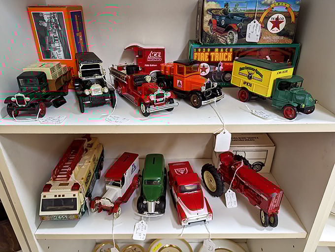 Vintage toy trucks that transport men of a certain age back to childhood faster than a DeLorean hitting 88 mph.