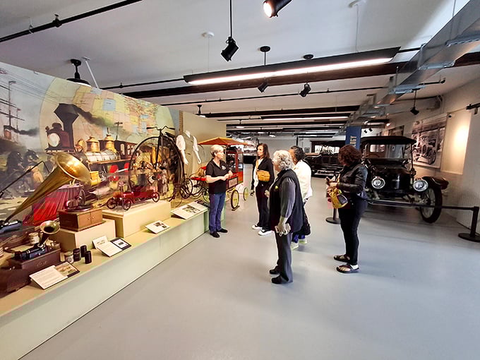 Museum docents bring history to life as visitors discover how these mechanical marvels transformed American mobility one piston stroke at a time.