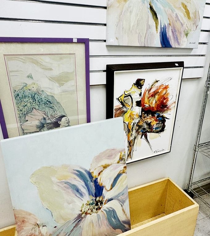Art that tells stories beyond its frames. These watercolors and abstracts once adorned someone else's walls &ndash; now they're waiting to bring character to yours.