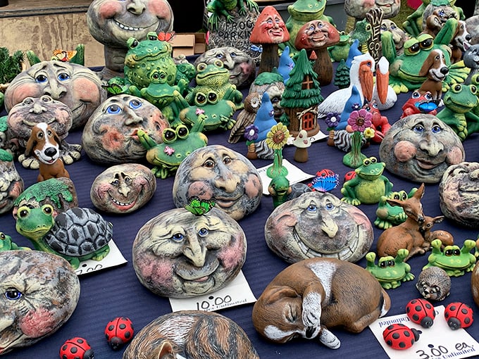 Rock faces and frogs with attitude! These whimsical garden sculptures are the perfect companions for Wisconsin gardeners with a sense of humor.