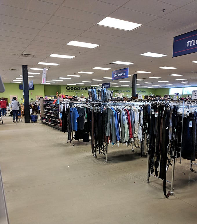 The men's section stretches into the distance, where second-hand suits and casual wear await their next important meeting or backyard barbecue.