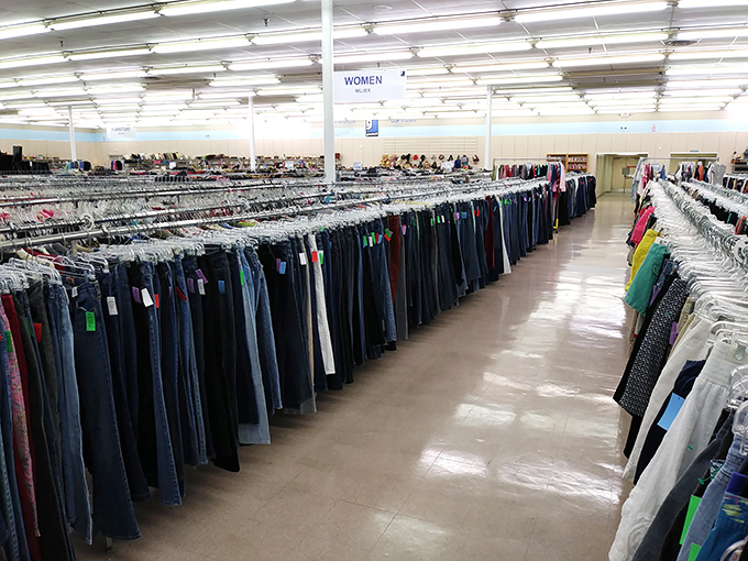 The women's section stretches farther than some people's morning commutes, and that's not an exaggeration.