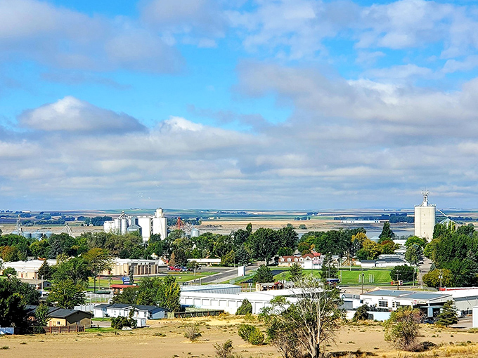 Grain towers and wide skies capture the timeless spirit of small-town America, where the pace is slow and the roots run deep.