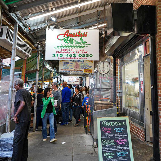 Anastasi Seafood: That hand-painted sign and nautical rope fence tell you everything&mdash;this place takes seafood seriously, Italian Market style.