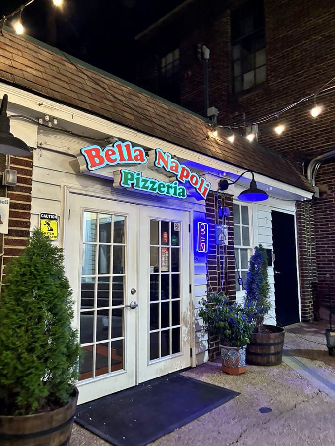 Bella Napoli's cozy entrance feels like stepping into your favorite Italian grandmother's kitchen.