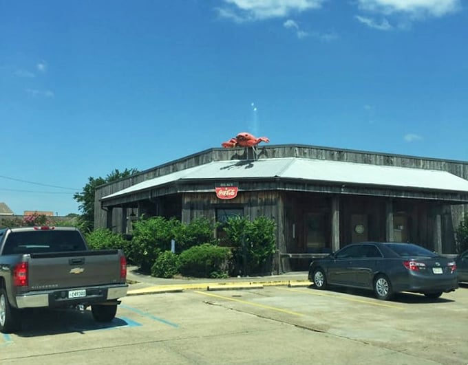 Weathered wood and crawfish crowns - this place wears its Louisiana seafood heritage with pride.